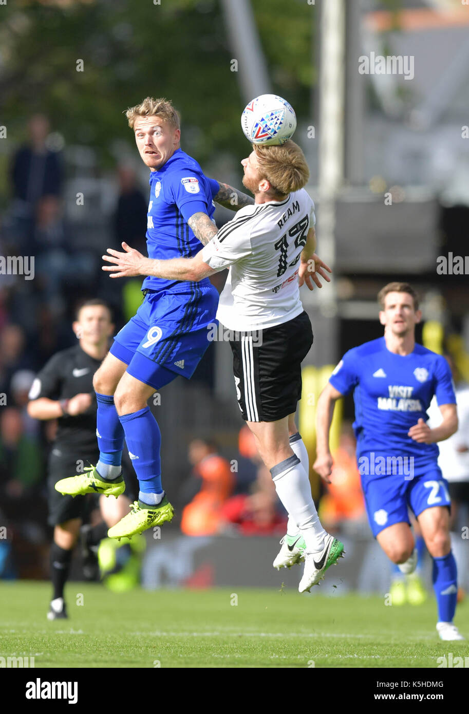 Fulham's Tim Ream (right) vies with Cardiff City's Danny Ward during ...