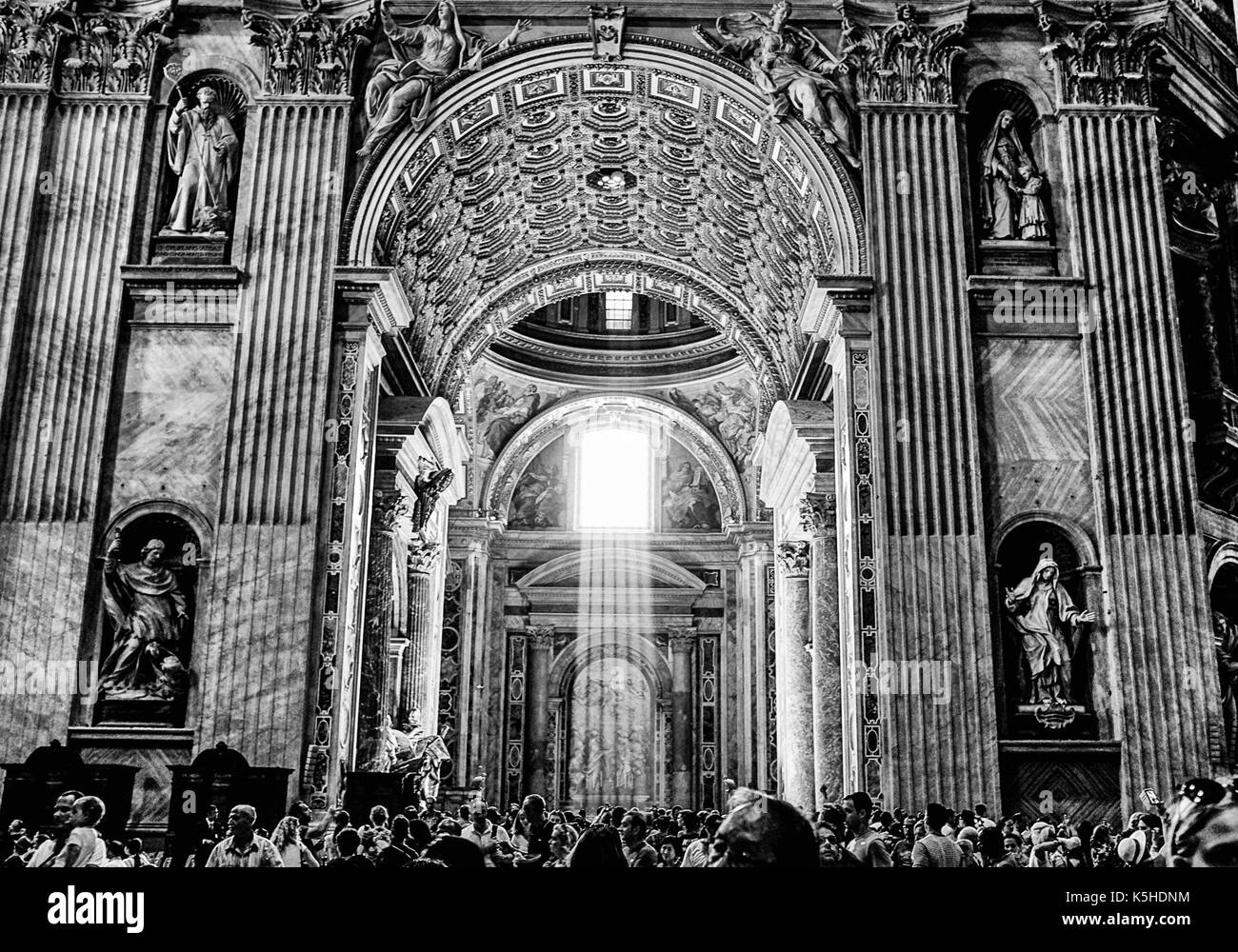 Interior and exterior views of St. Peter’s Basilica, Vatican City ...