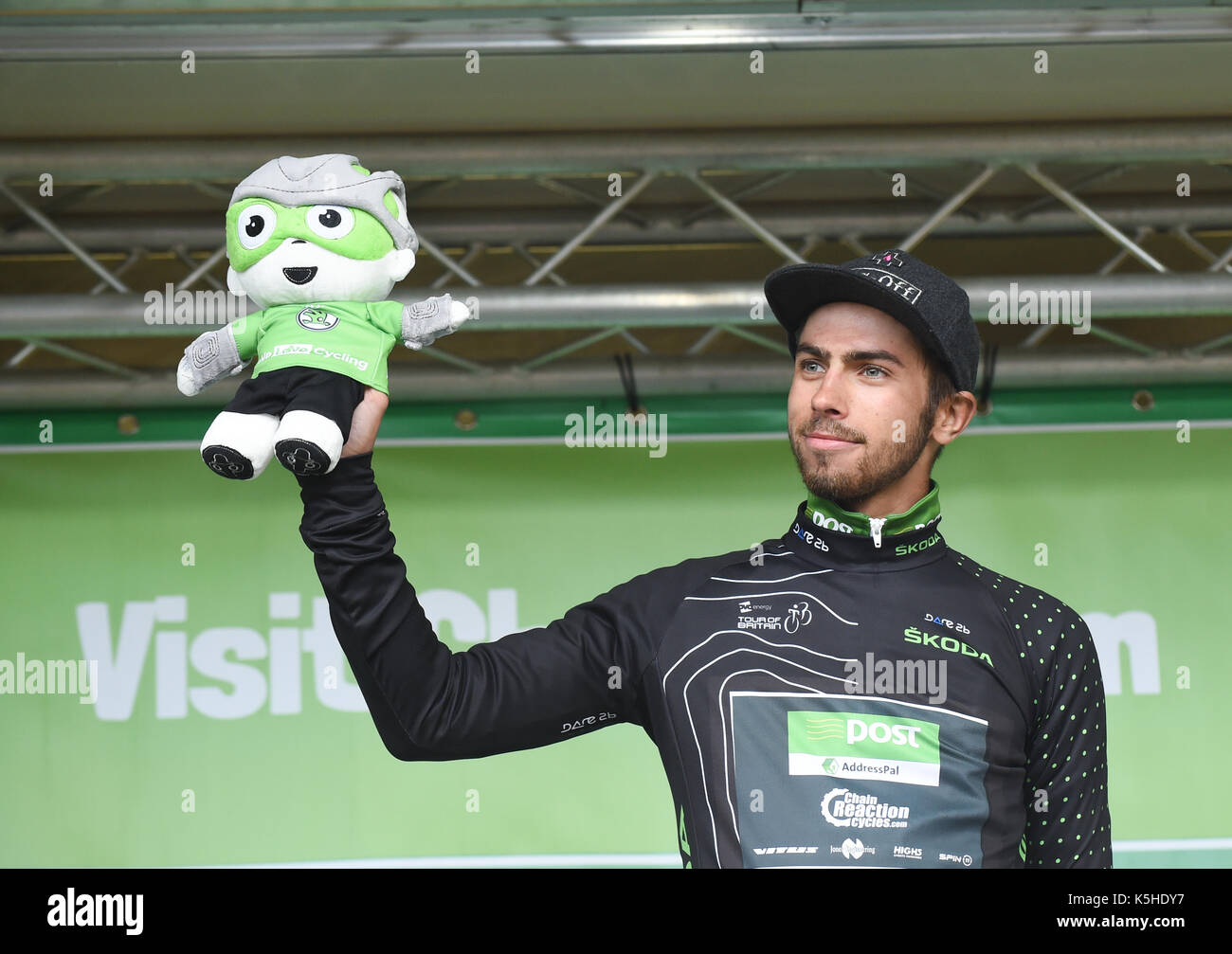 An Post CRC's Jacob Scott, on the podium during stage seven of the OVO ...