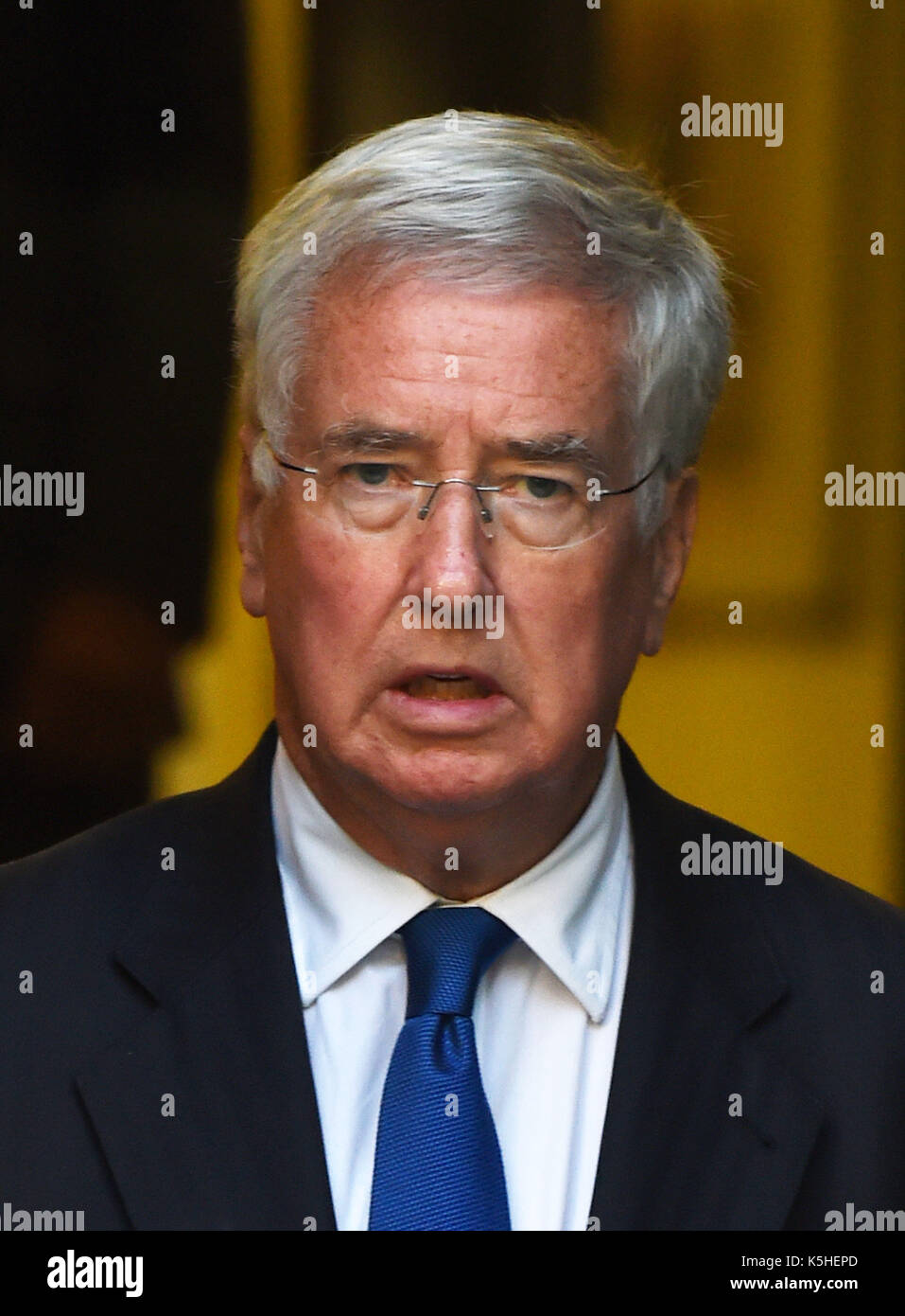 Defence Secretary Sir Michael Fallon leaves the Cabinet Office in ...