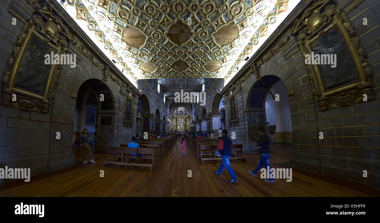 QUITO, ECUADOR - 2017: Interior of the Church of St. Francis (Iglesia ...
