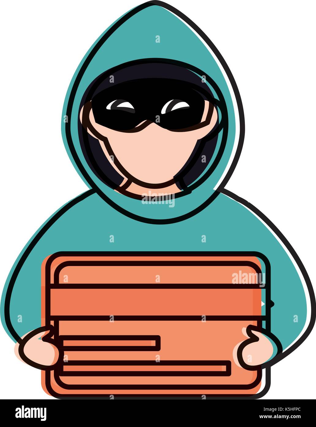 cyber thief avatar character with credit card vector illustration ...