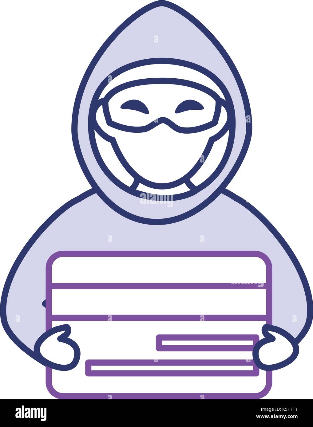 cyber thief avatar character with credit card vector illustration ...