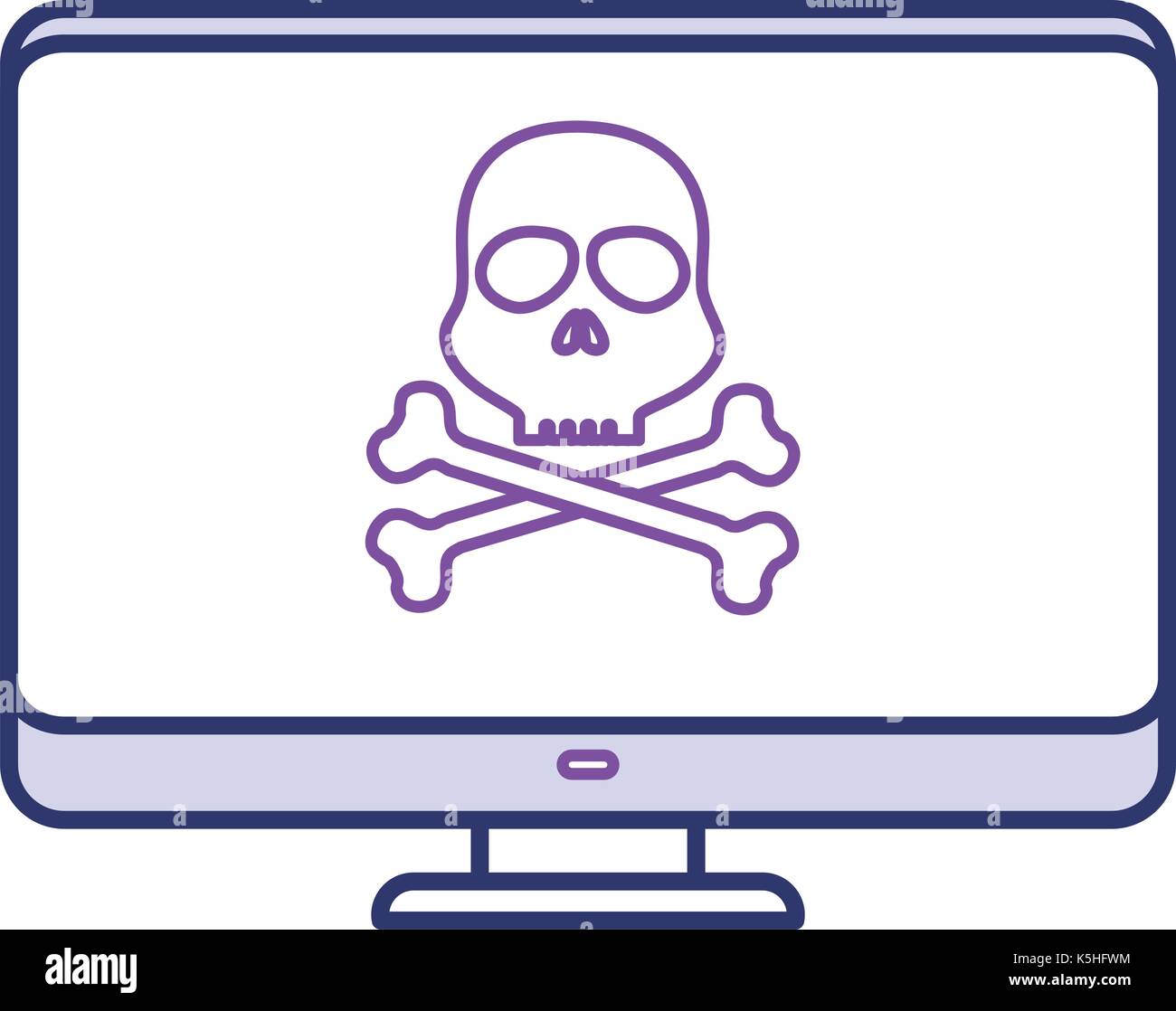 computer display with skull virus alert vector illustration design ...