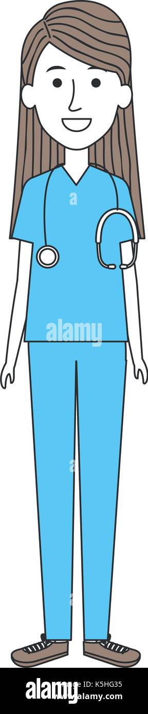 female doctor with stethoscope avatar character vector illustration ...
