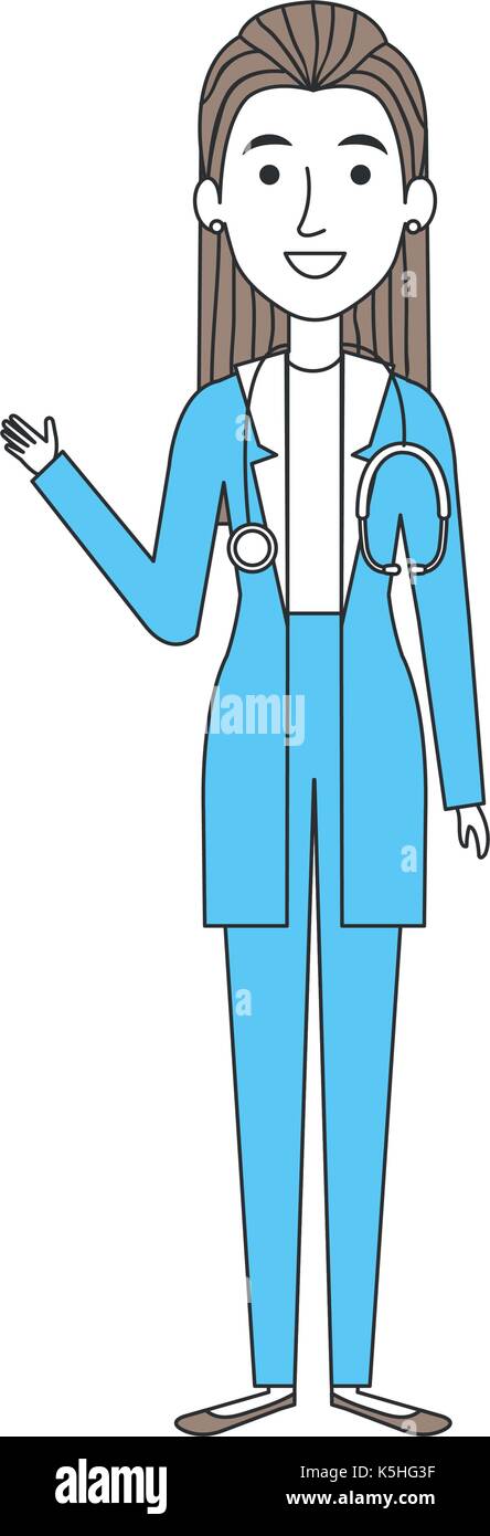 female doctor with stethoscope avatar character vector illustration ...