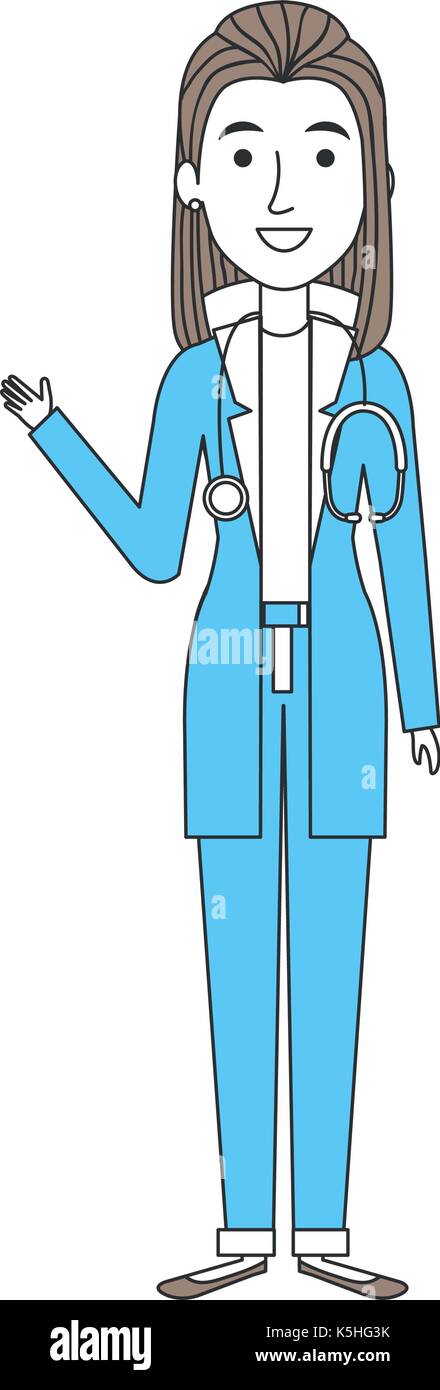 female doctor with stethoscope avatar character vector illustration ...
