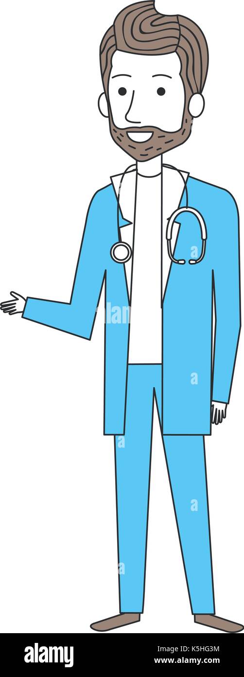 male doctor with stethoscope avatar character vector illustration ...