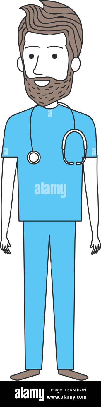 male doctor with stethoscope avatar character vector illustration ...