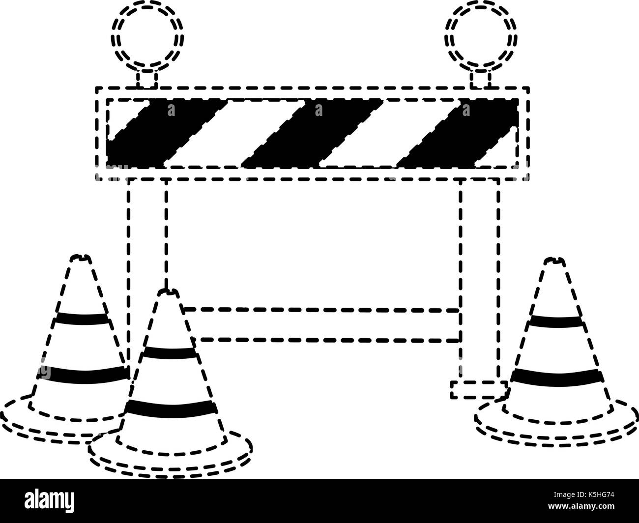 construction fence with cones vector illustration design Stock Vector ...