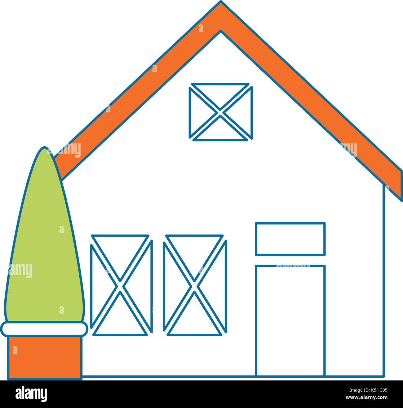 wooden house structure with tree vector illustration design Stock ...