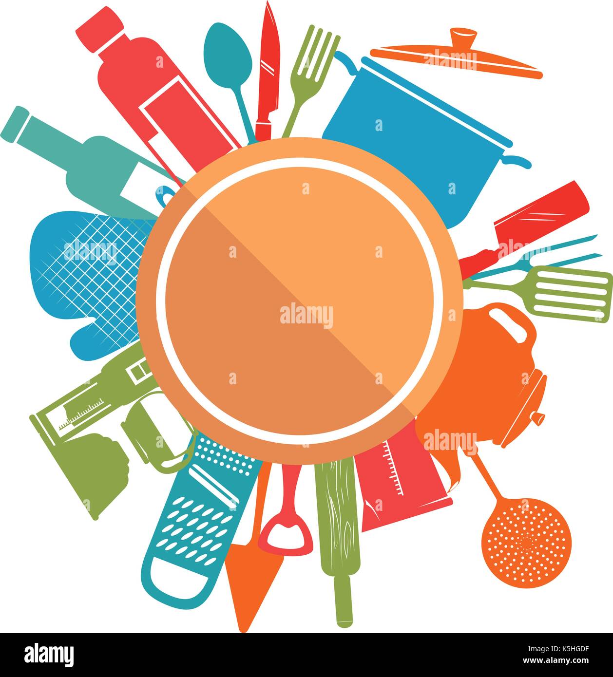 kitchen set equipment emblem vector illustration design Stock Vector ...