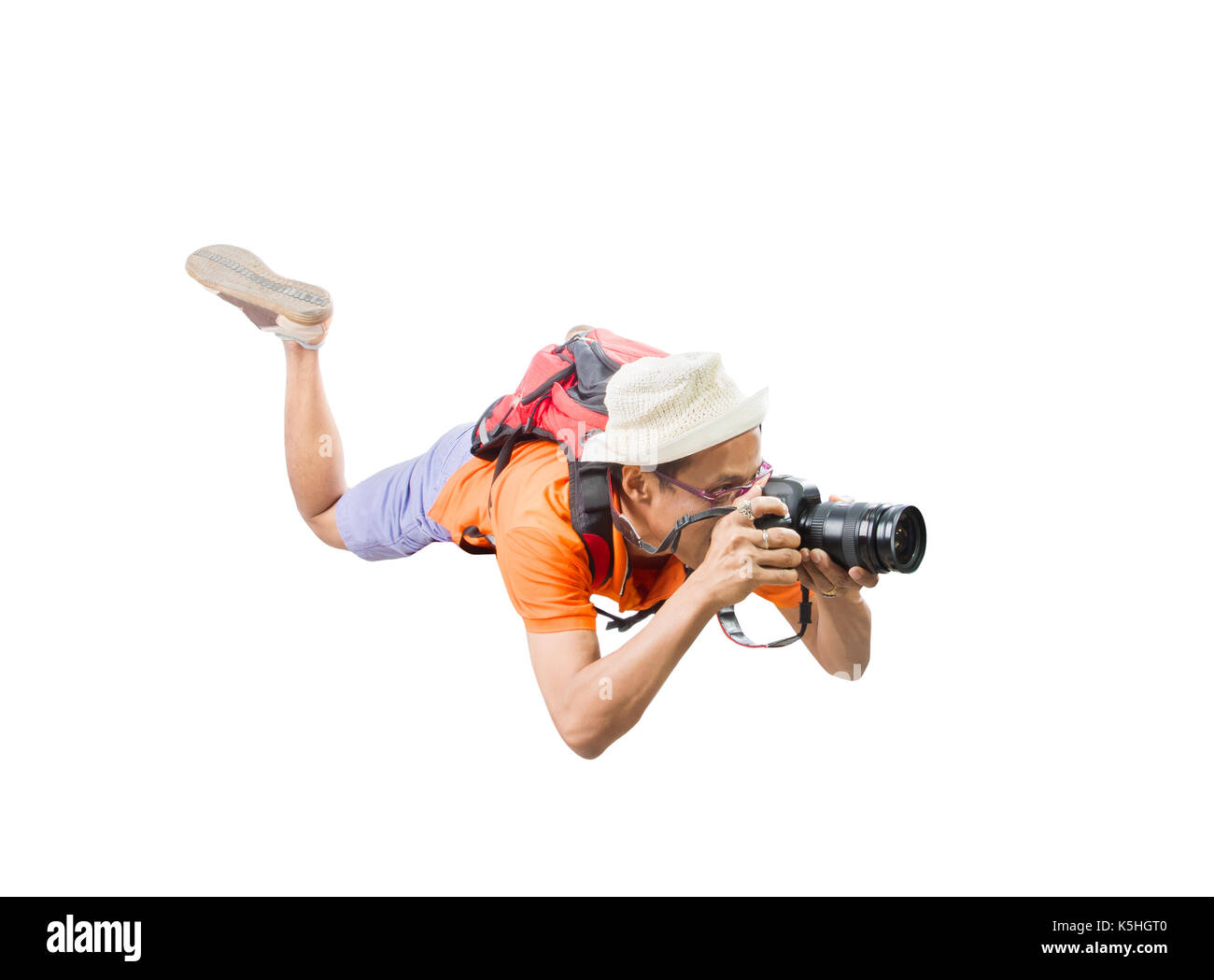portrait face of young man take a photography by dslr camera floating ...