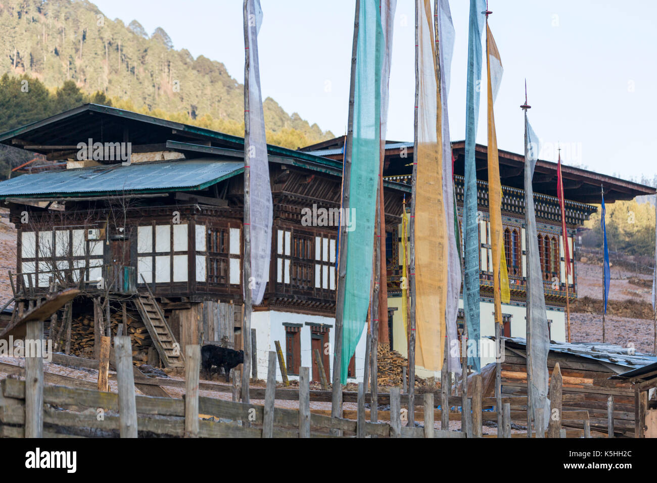 Farmhouse in Phobjikha Valley, Western Bhutan Stock Photo - Alamy
