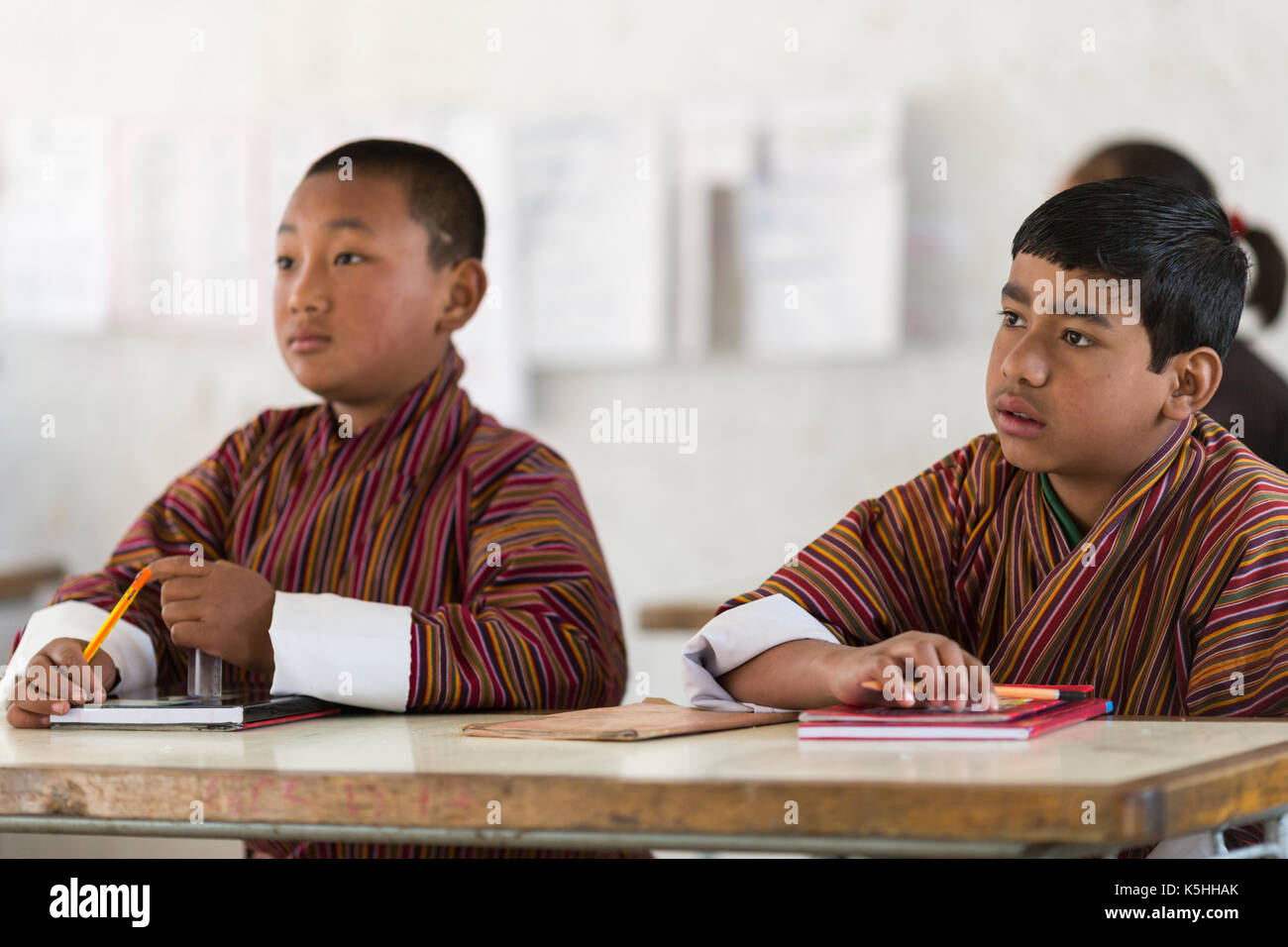Students in math class in at Gangrithang Primary School, Jakar, Central ...
