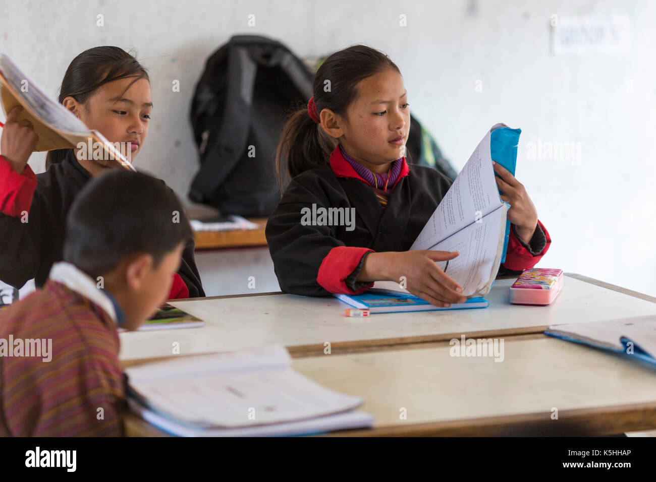Students in math class in at Gangrithang Primary School, Jakar, Central ...