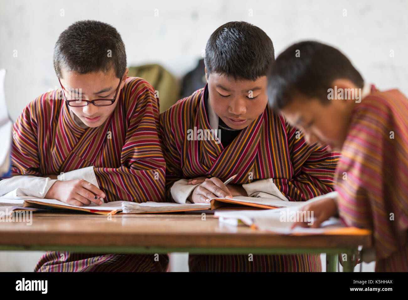 Students in math class in at Gangrithang Primary School, Jakar, Central ...