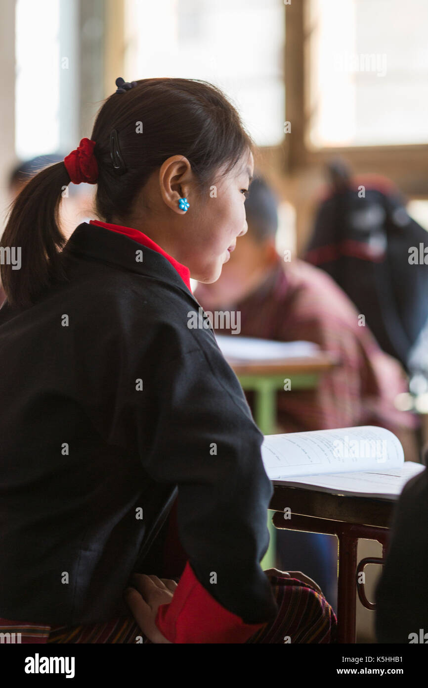 Students in math class in at Gangrithang Primary School, Jakar, Central ...