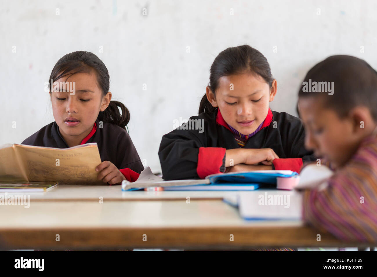 Students in math class in at Gangrithang Primary School, Jakar, Central ...
