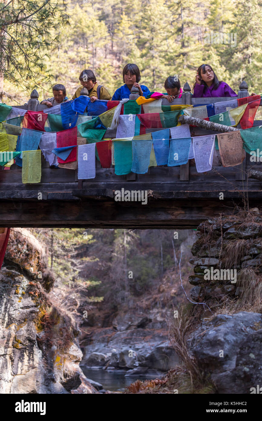 Pilgrims visiting the Burning Lake in the Tang Valley, Bumthang ...