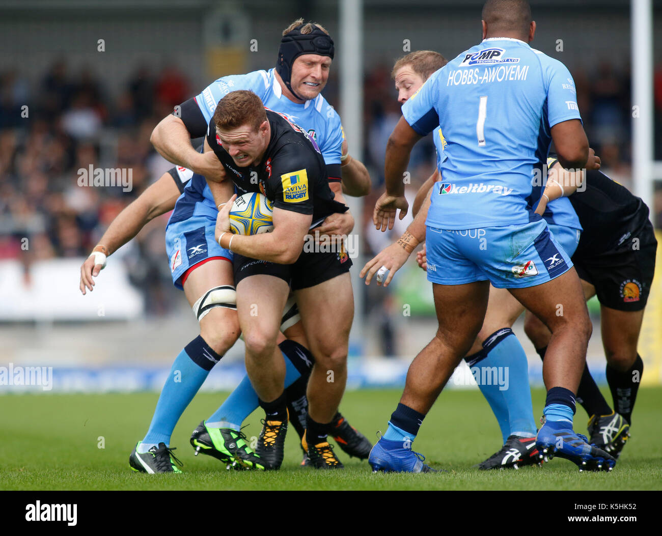 Exeter Chiefs Sam Simmonds attempts tp get past London Irish's defence ...