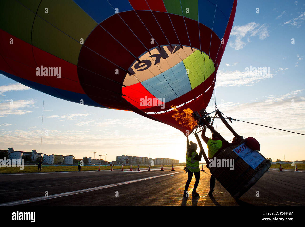 Balloonists prepare their balloon to take part in the 2017 RICOH Lord ...