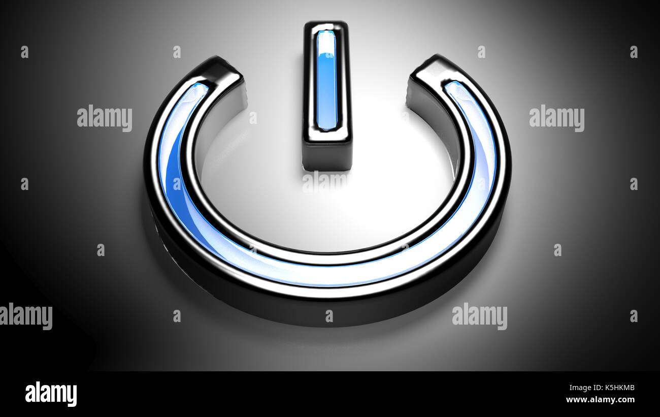 Start symbol for technology with blue light - 3D rendering Stock Photo ...