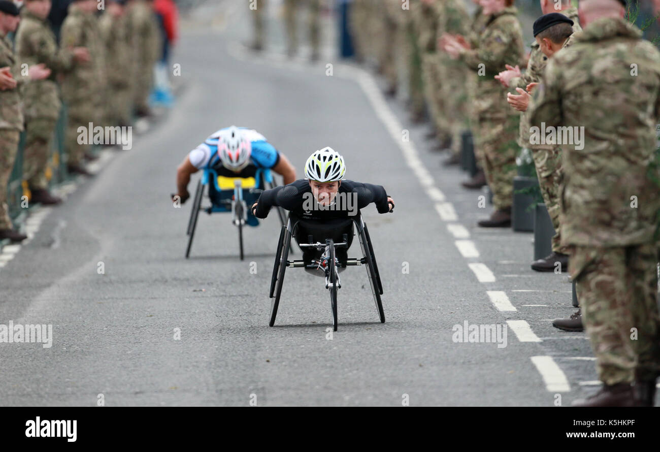 Manuela Schar wins the women's wheelchair race during the Great North ...