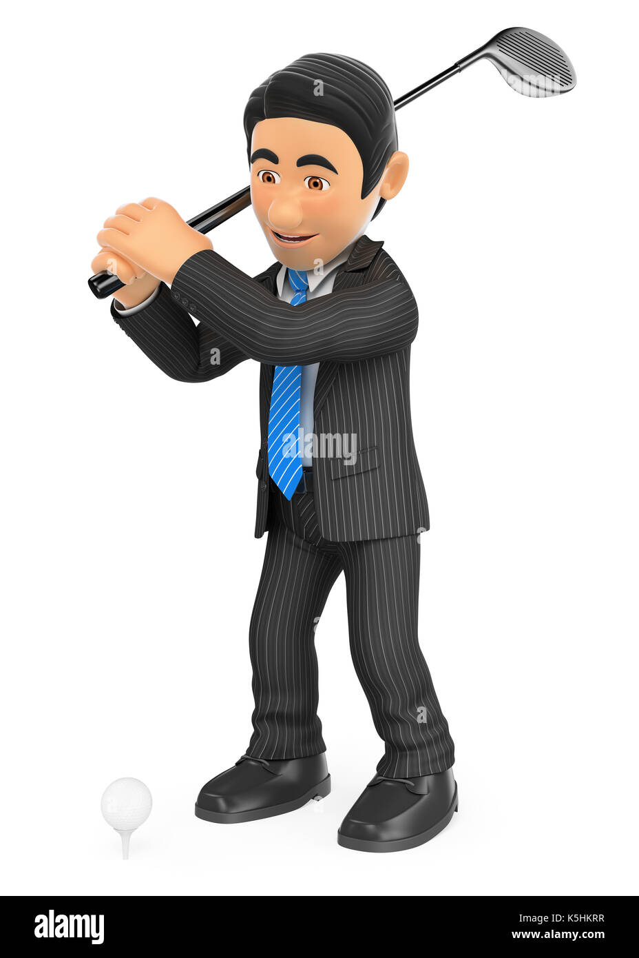 3d business people illustration. Businessman playing golf. Isolated ...