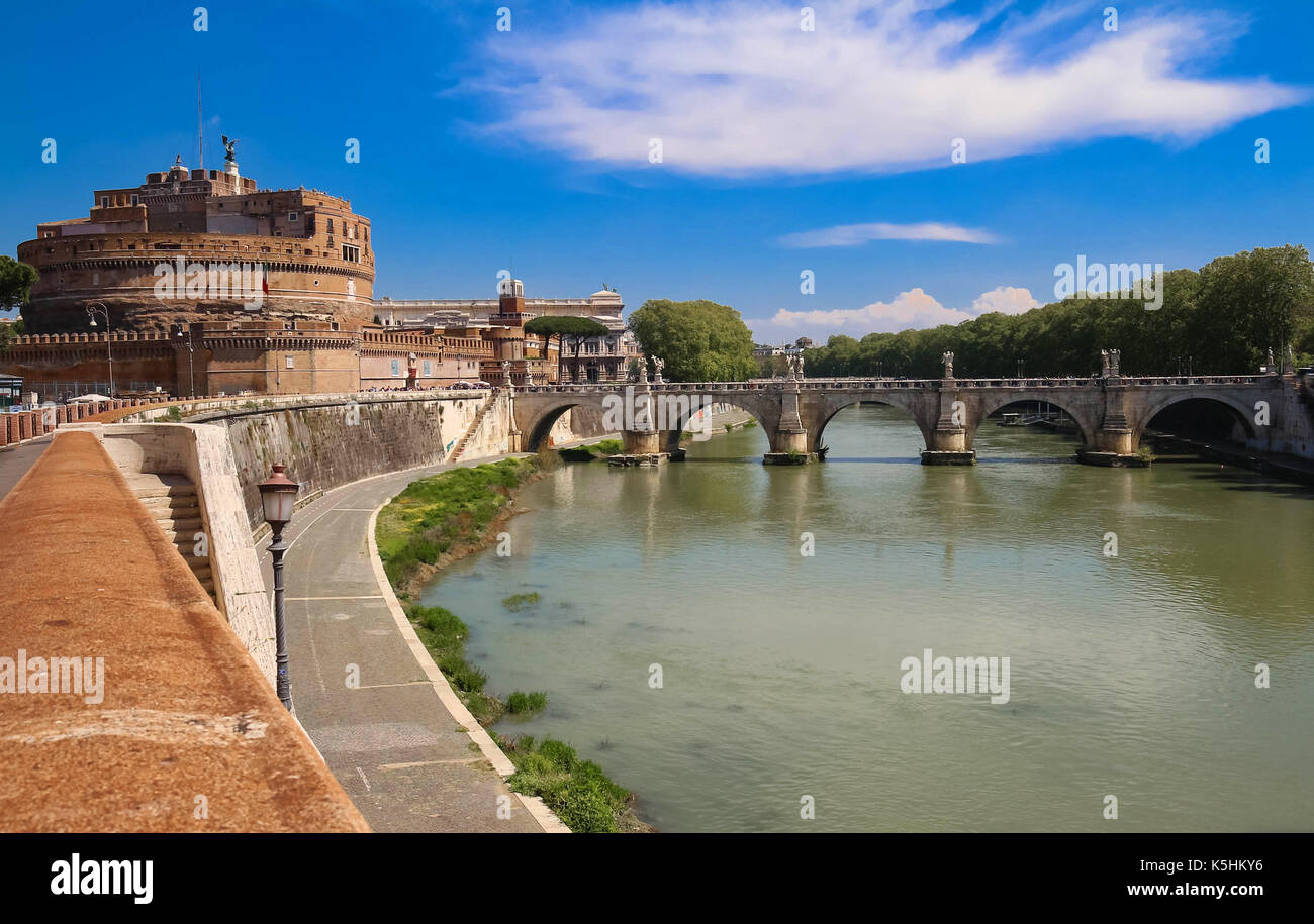 The famous St.Angelo Bridge and Castle , Rome, Italy Stock Photo - Alamy