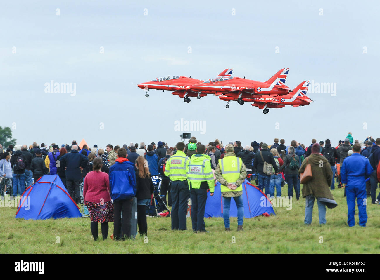 The Red Arrows take off during Scampton Airshow at the Red Arrows home ...