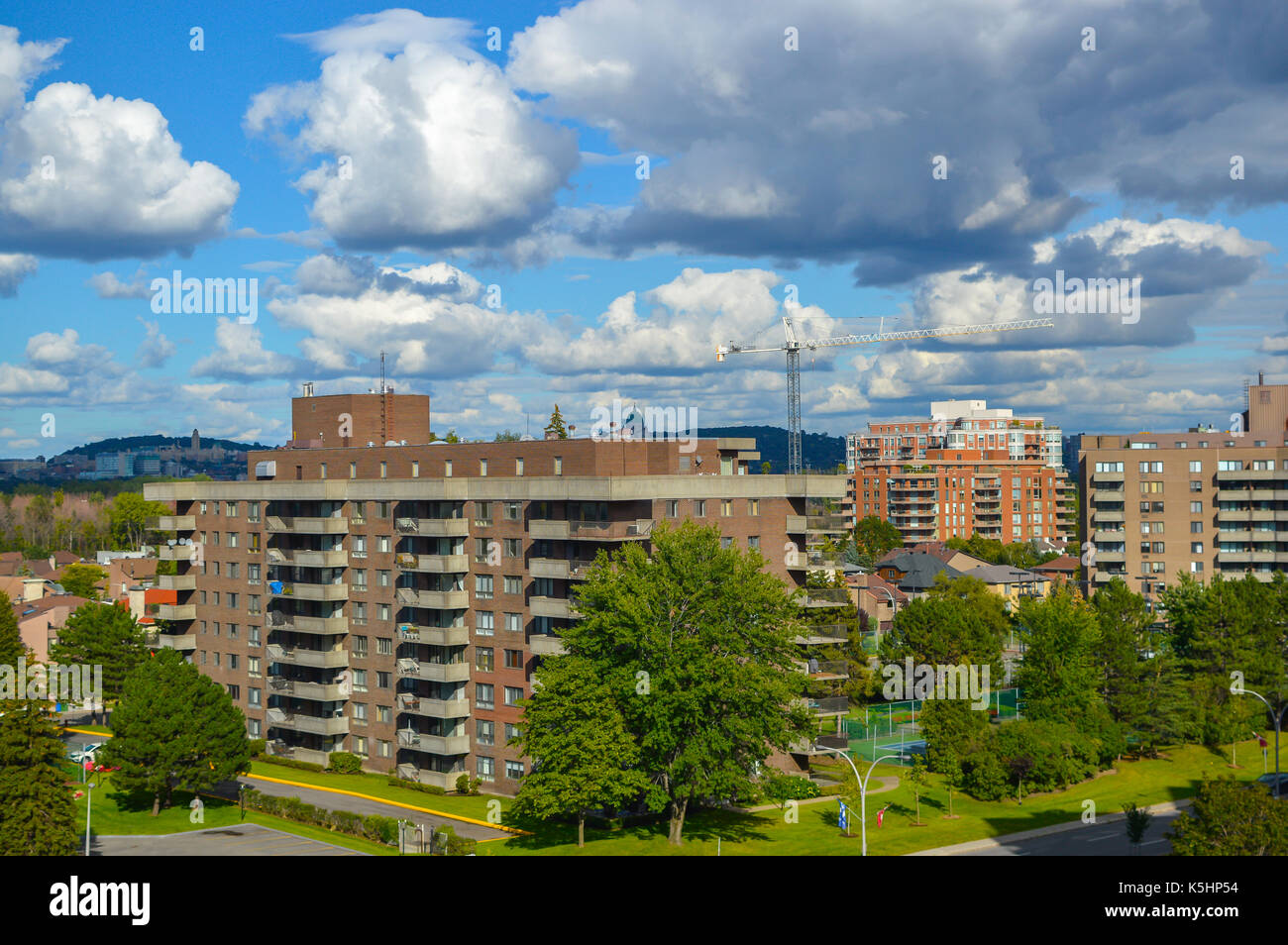 Modern condo buildings with huge windows in Montreal, Canada Stock ...