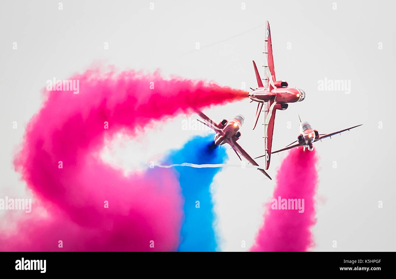 The Red Arrows during Scampton Airshow at the Red Arrows home base RAF ...