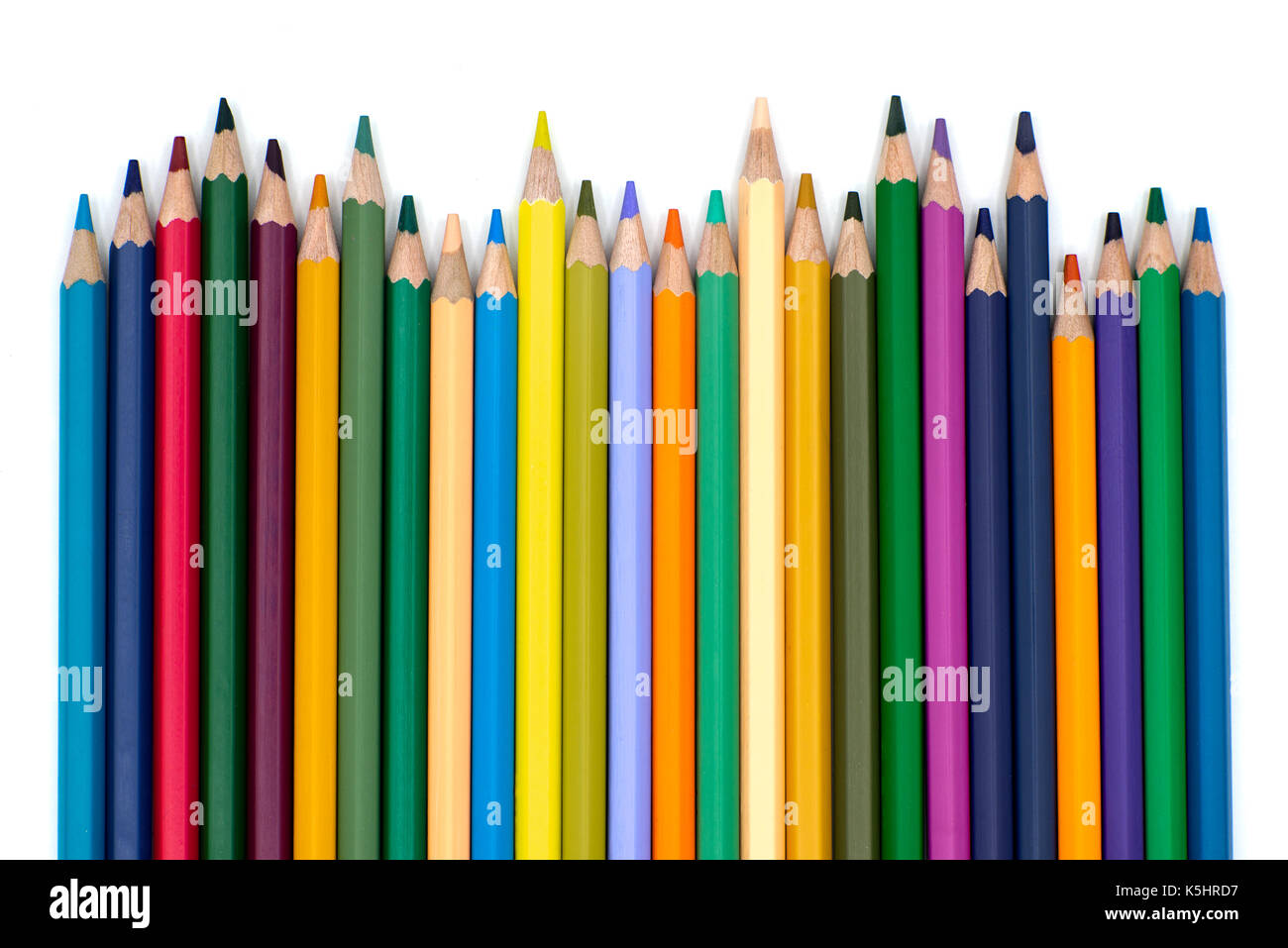 Group of color pencils isolated on white background, Colored pencils ...
