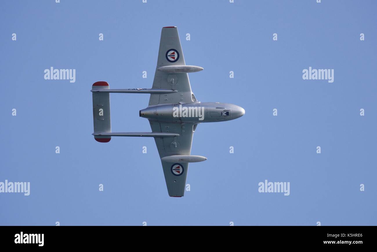 de Havilland Vampire T.55 fighter jet performing at Bournemouth Air ...