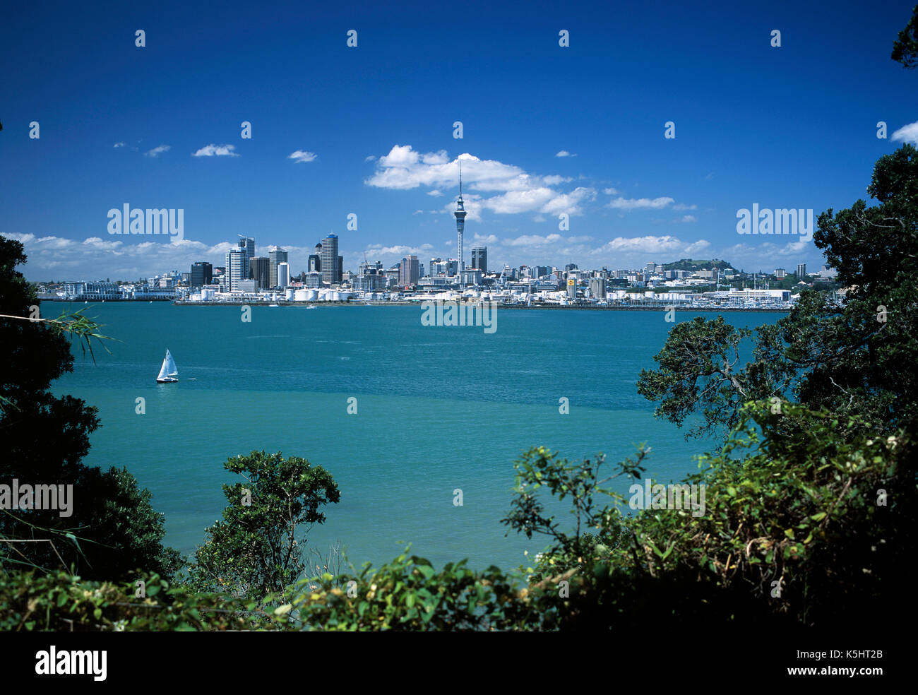 New Zealand, Auckland. City skyline from across the bay Stock Photo - Alamy