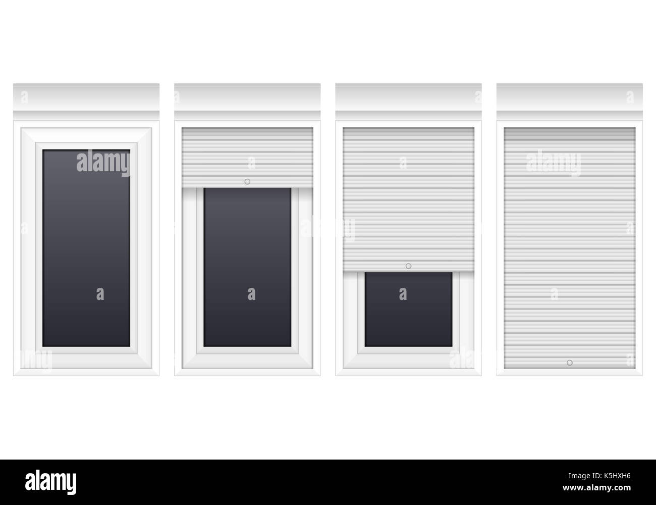 Window with rolling shutters on a white background Stock Photo - Alamy
