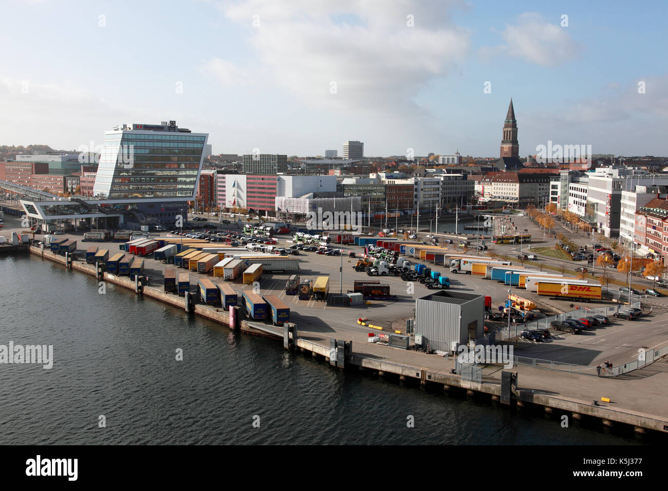 The Sweden Quay, Kiel, Germany with the Stena Line building on the left ...