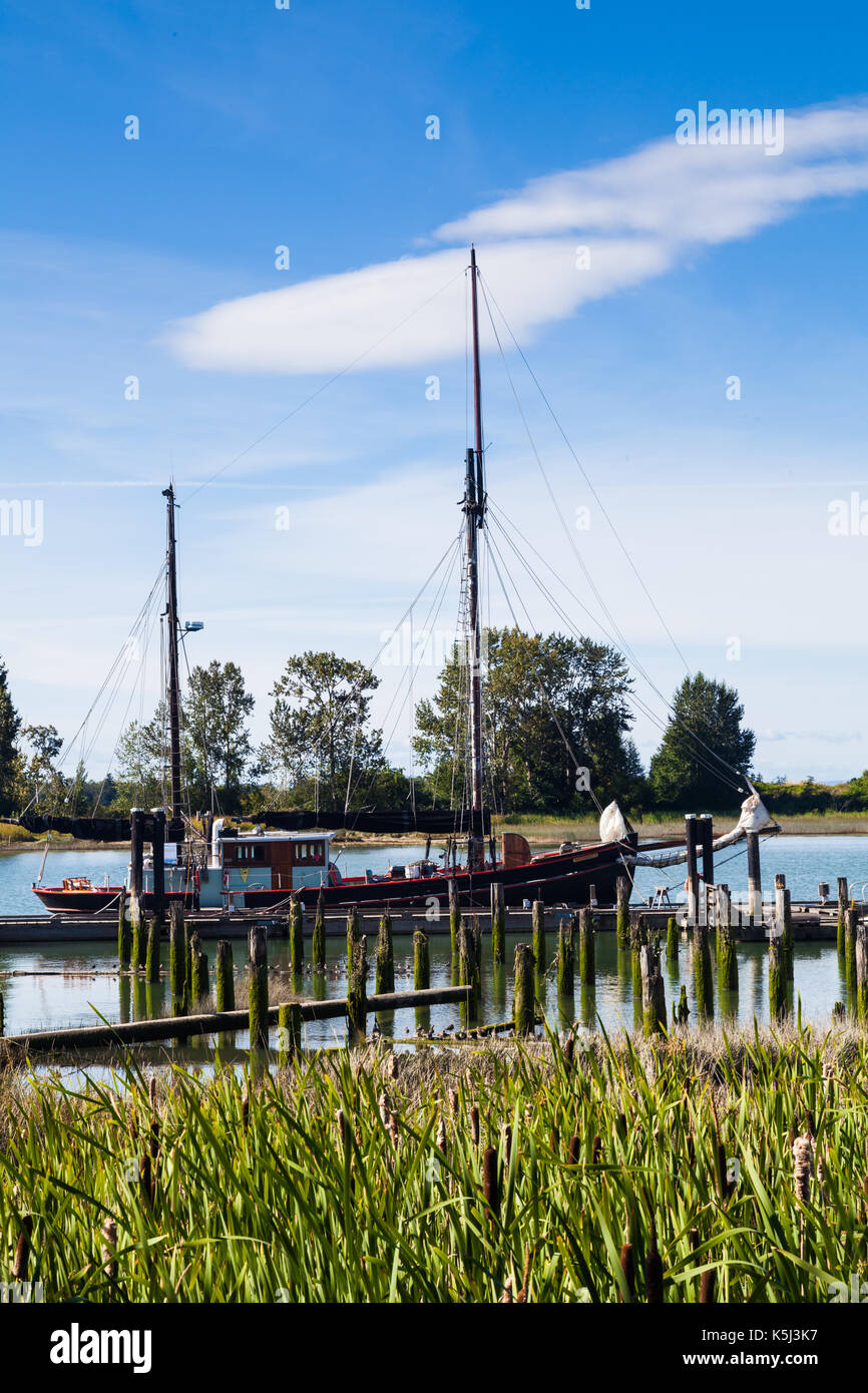 Two masted ketch sailing vessel at dock in Steveston near Vancouver ...