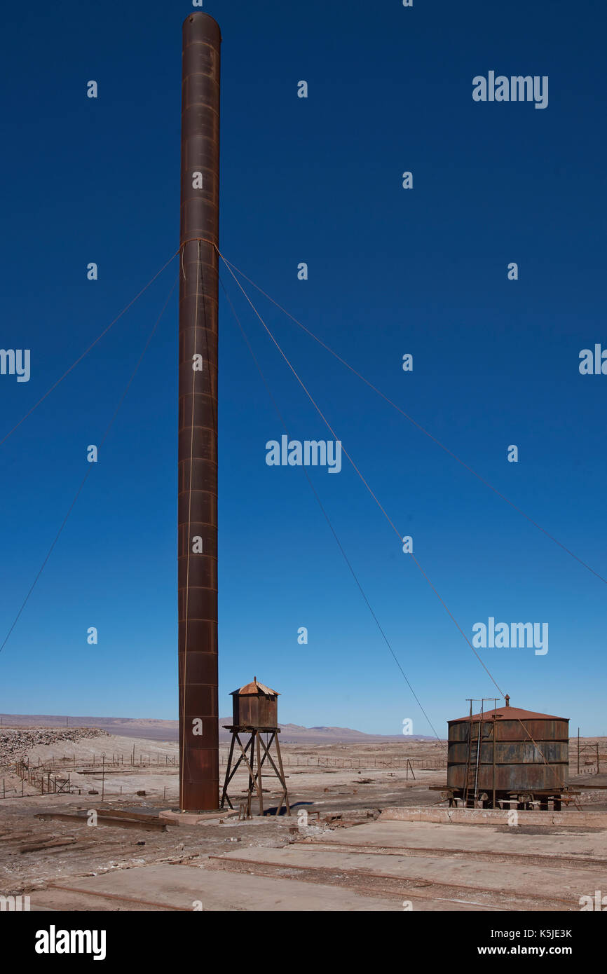 Derelict nitrate mining town of Chacabuco in the Atacama Desert of ...