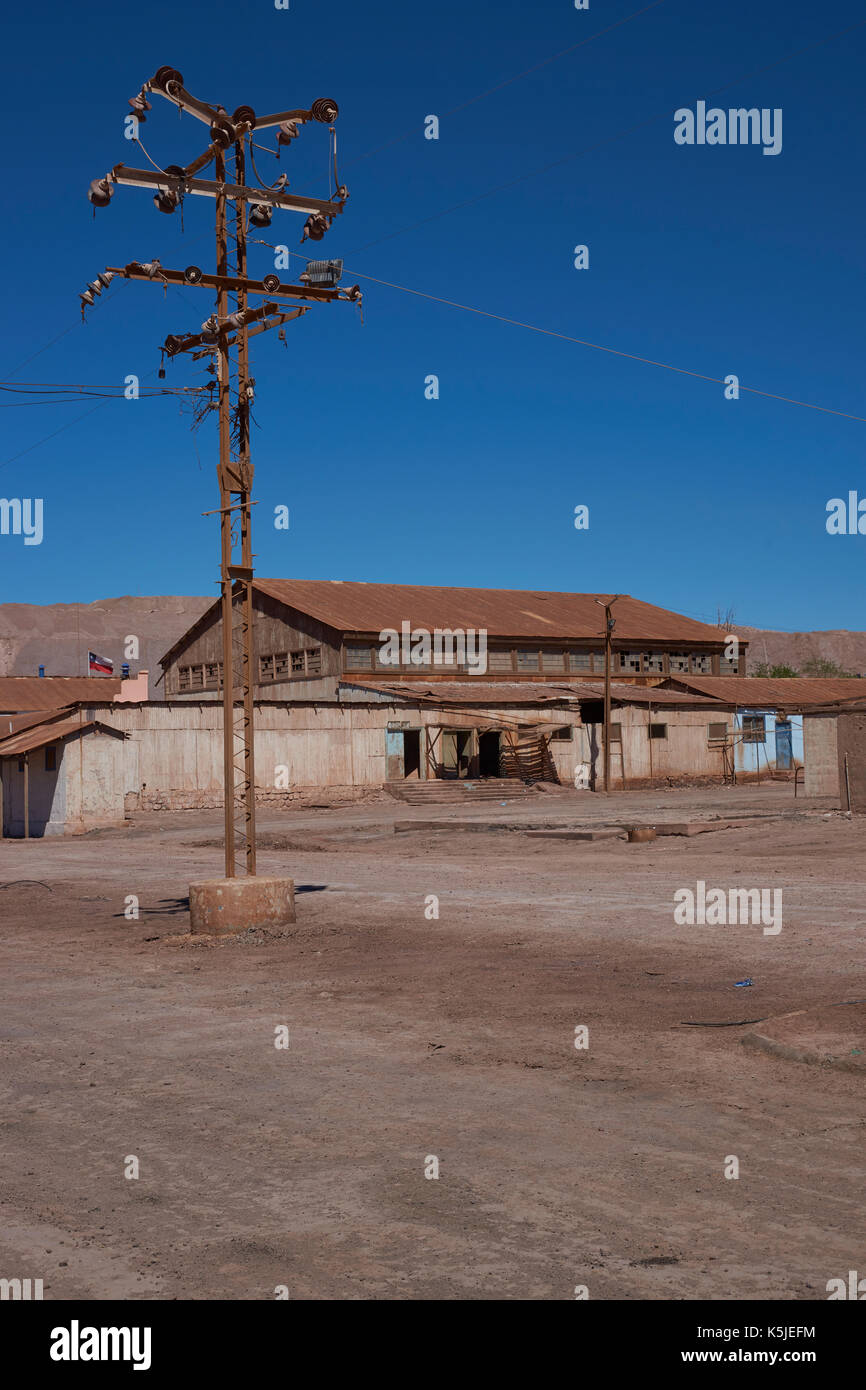 Derelict nitrate mining town of Pedro de Valdivia in the Atacama Desert ...