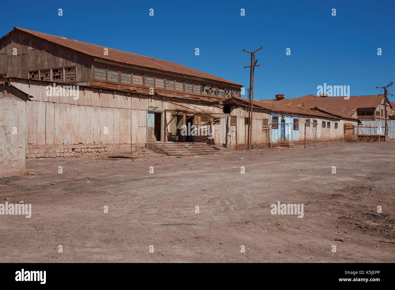 Derelict nitrate mining town of Pedro de Valdivia in the Atacama Desert ...