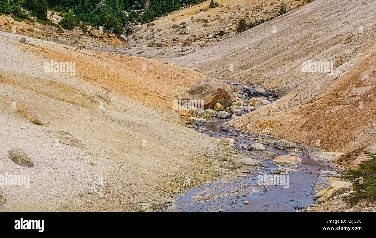 Creek in Bumpass Hell, Lassen Volcanic National Park. This is the ...