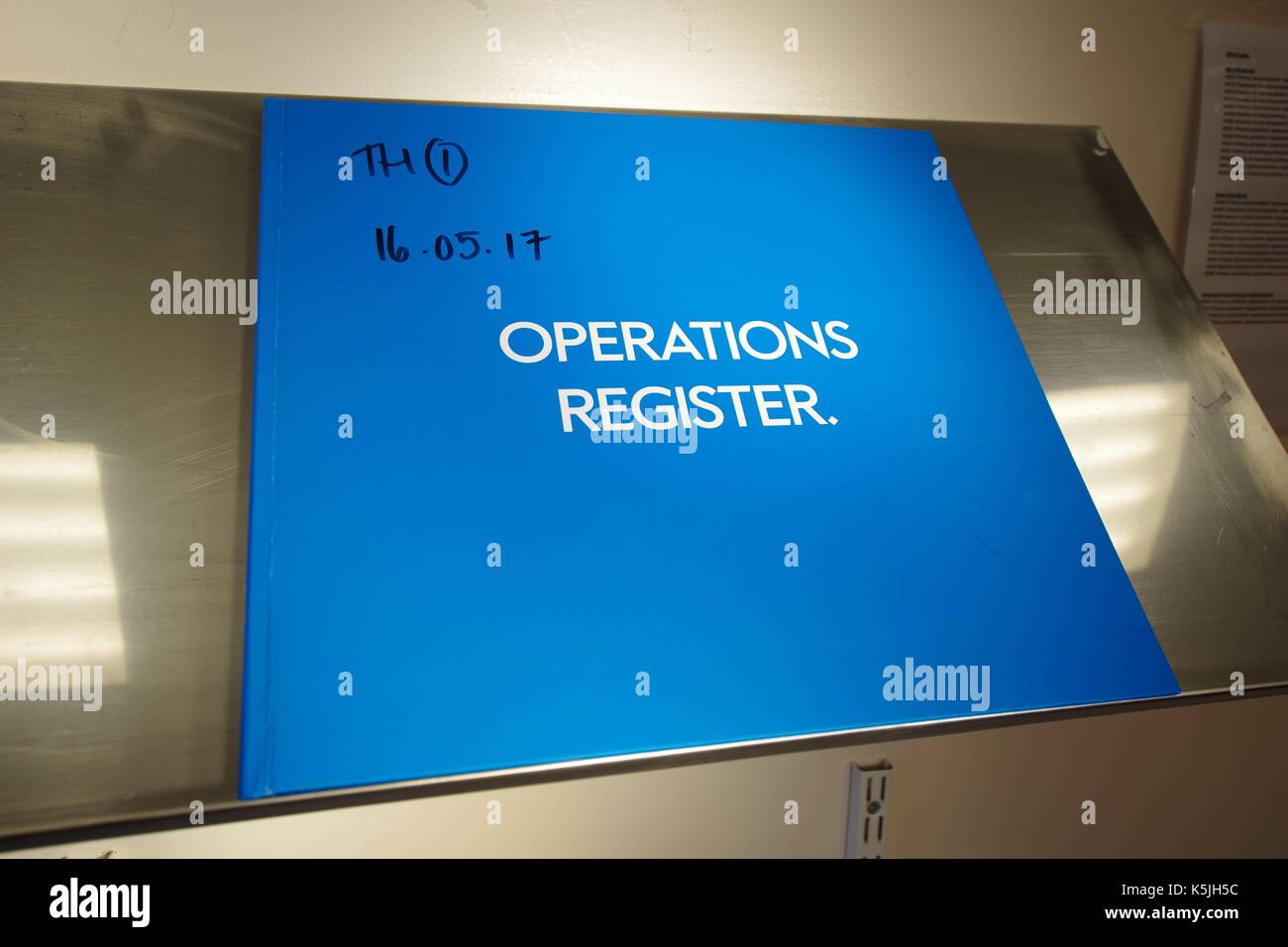 Operations Register Book, Hospital Operating Theatre. UK, 2017 Stock ...