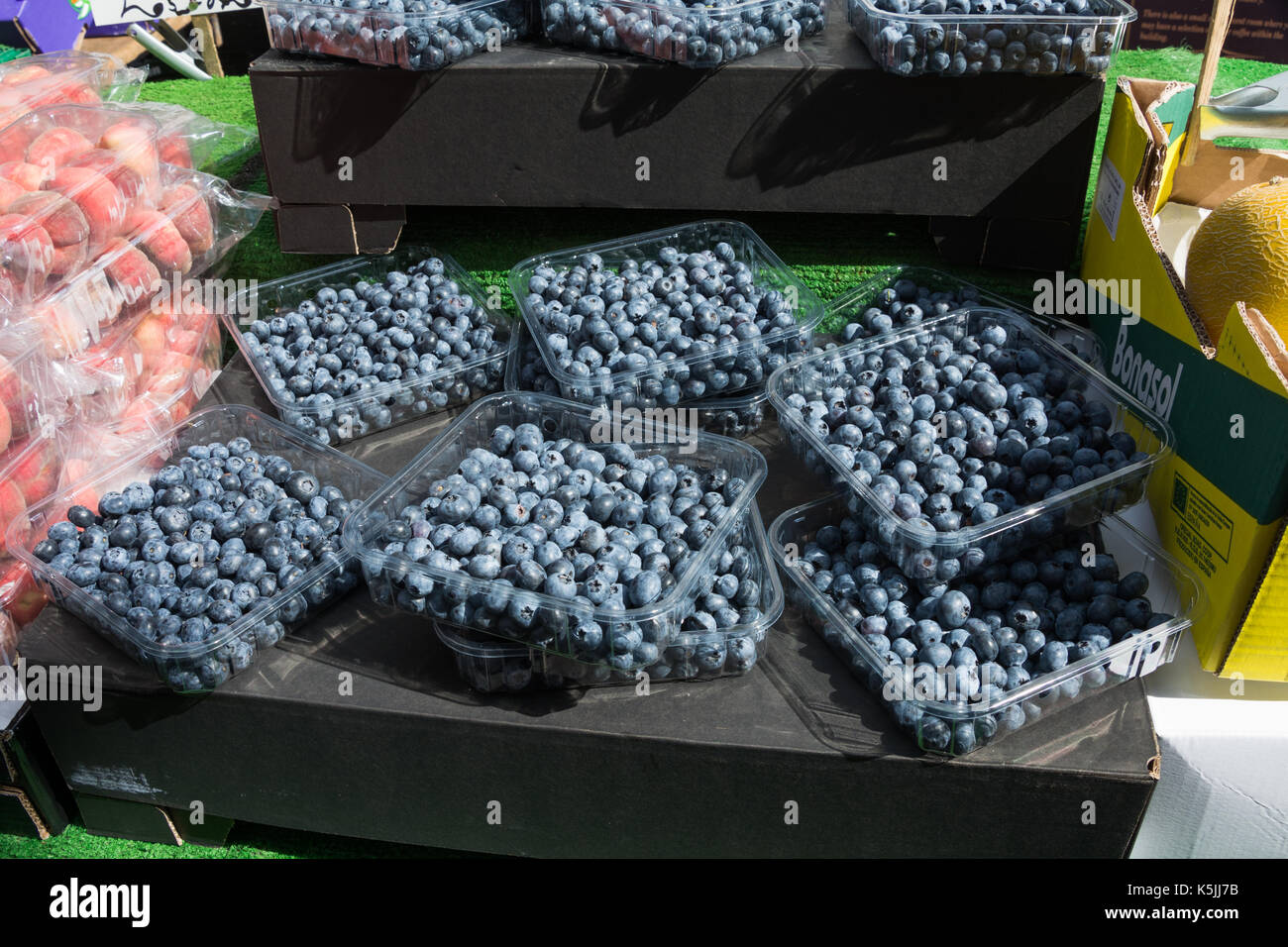 Punnets of Blueberries for sale at Bridgnorth Saturday market ...