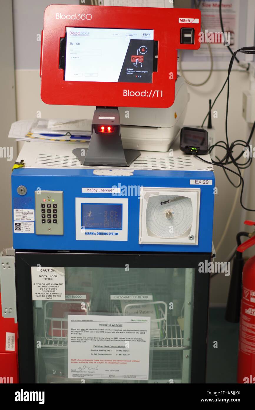 Portable Small Modern Blood Bank in a Modern British Hospital. UK, 2017 ...