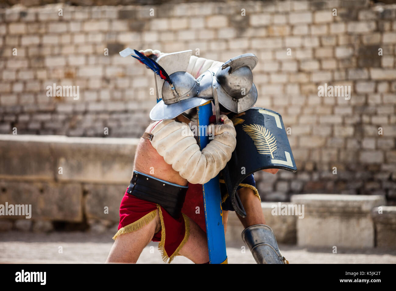 Gladiators fighting in Tarragonas coliseum Stock Photo - Alamy
