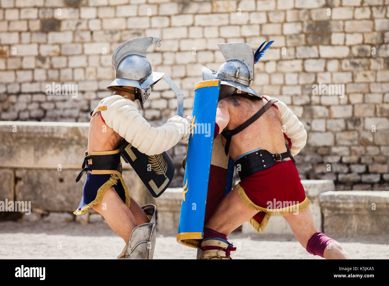 Gladiators fighting in Tarragonas coliseum Stock Photo - Alamy
