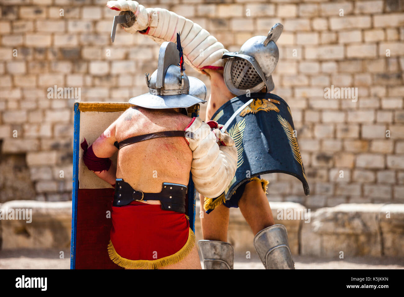 Gladiators fighting in Tarragonas coliseum Stock Photo - Alamy