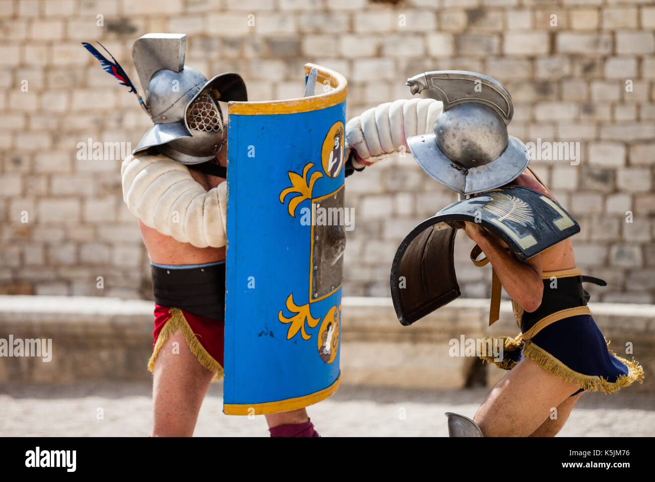 Gladiators fighting in Tarragonas coliseum Stock Photo - Alamy